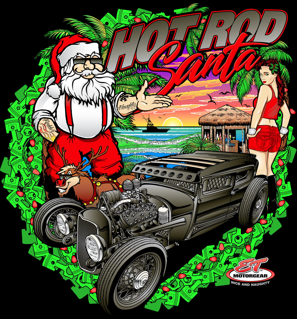 Hot Rod Santa Beach T-Shirt – ET Motorgear